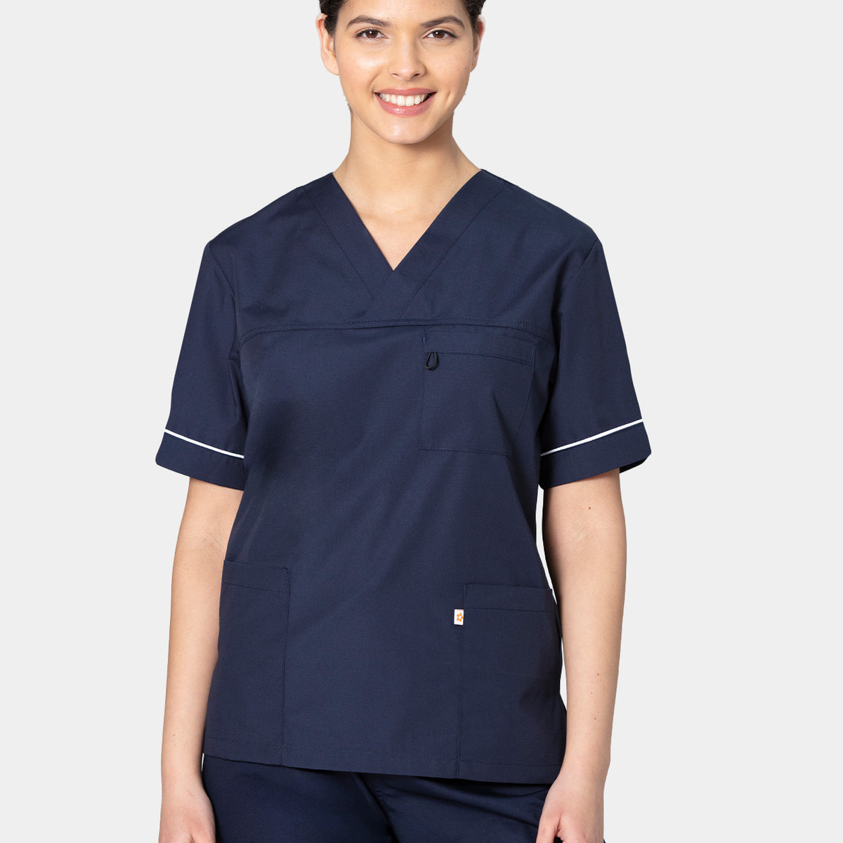 Blouse médicale HappyFIT Alex - bleu marine (bordure blanche) – Happyblouse